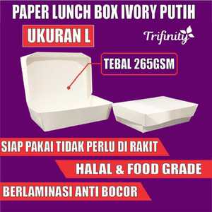 paper lunch l ivory dus 500pcs box kotak tutup putih trifinity halal