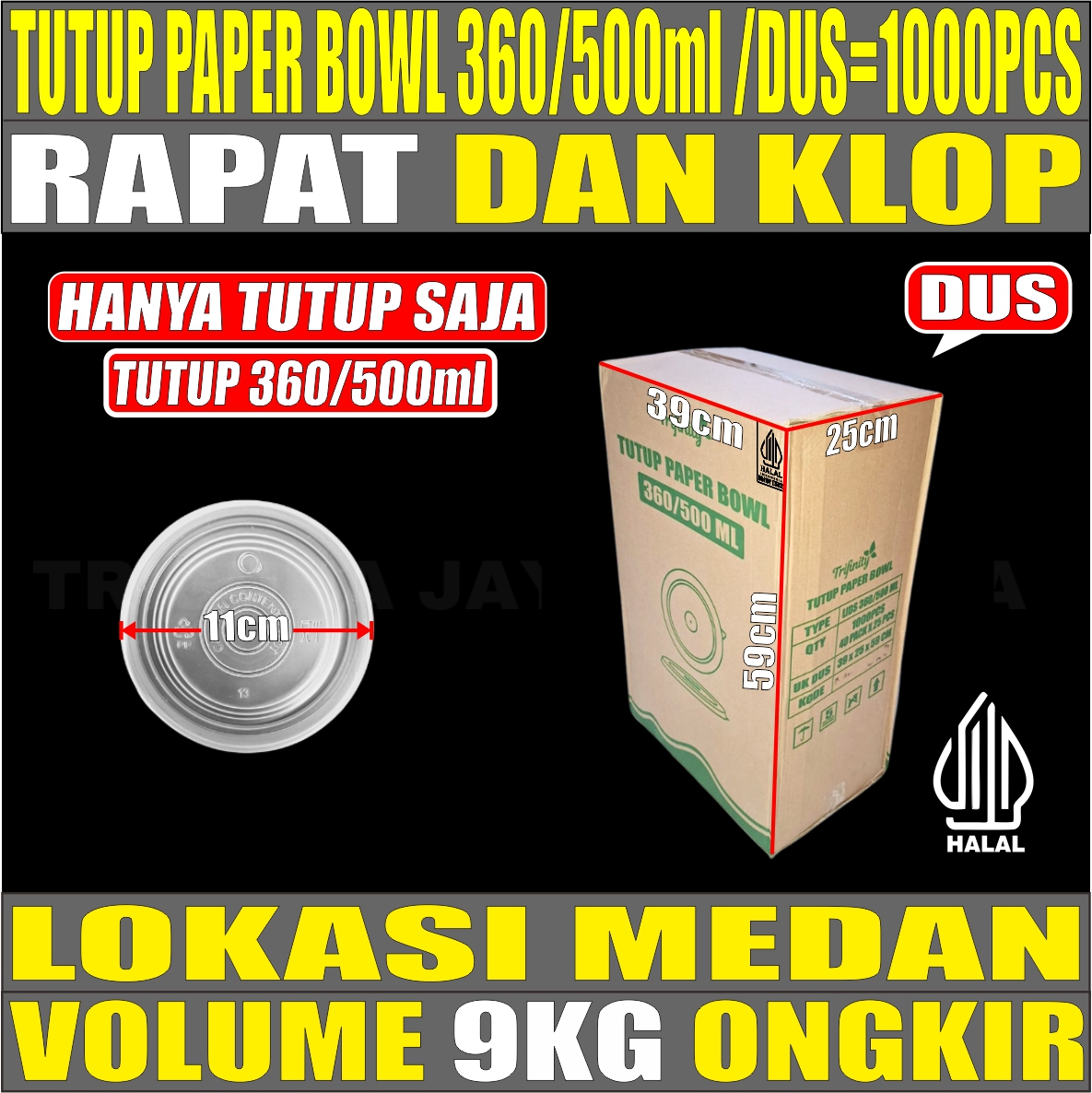 tutup paper bowl 360ml n 500ml dus 1000pcs trifinity
