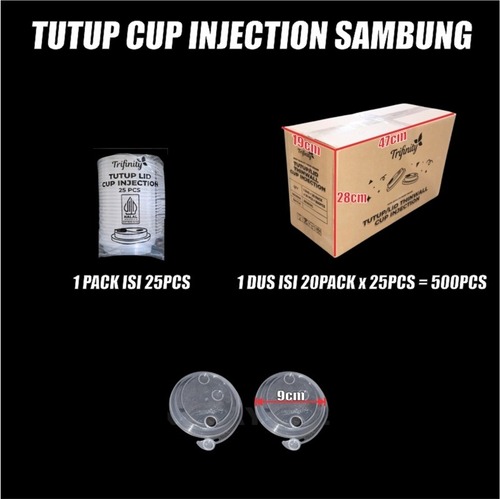 tutup sambung cup injection dus 500pcs transparan